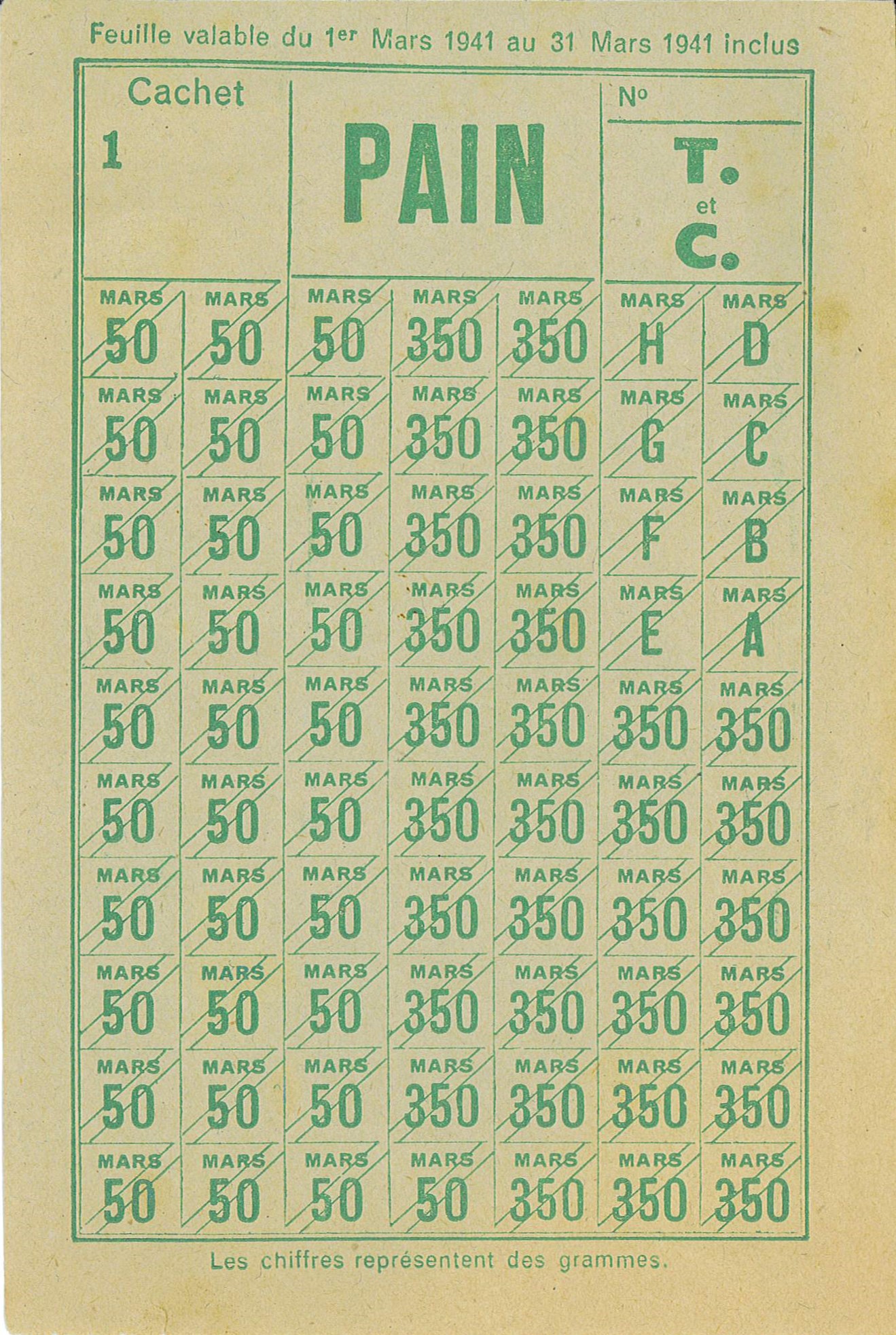 Tickets de rationnement - La libération de Baume les Dames